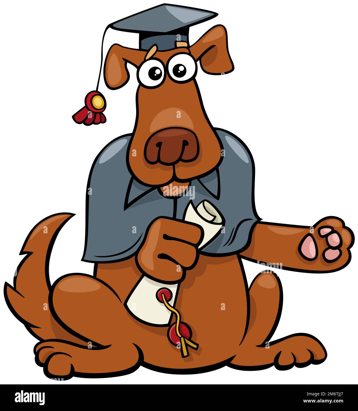 Cartoon funny graduate dog animal character in toga Stock Photo - Alamy