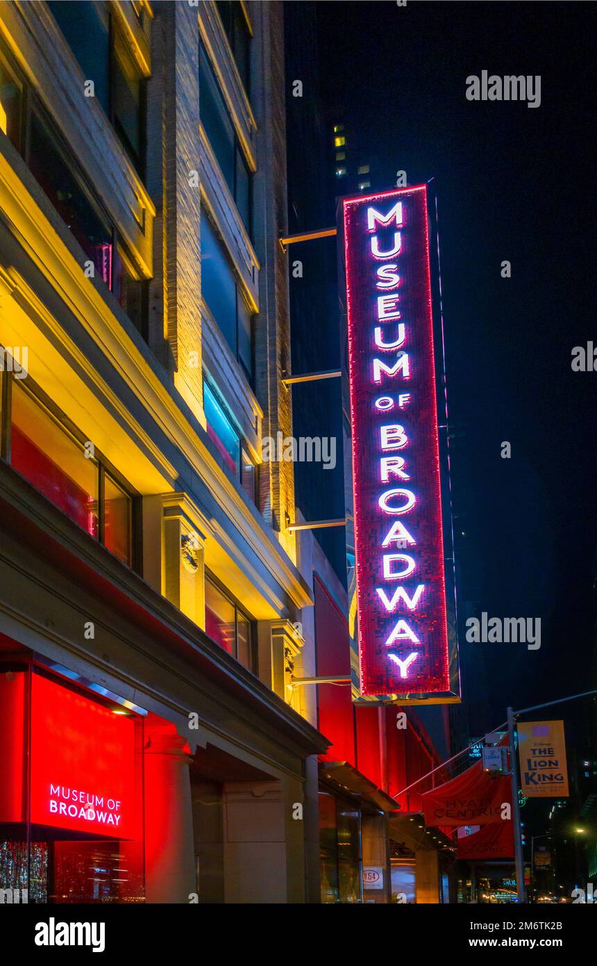 neon sign of the Museum of Broadway in Manhattan New York City Stock ...