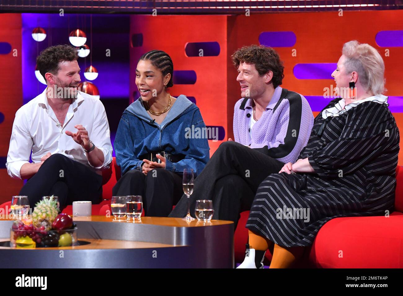 EDITORIAL USE ONLY (left to right) Jamie Dornan, Sophie Okonedo, James Norton and Siobhán ...