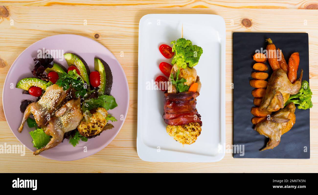 Top view of meals of small poultry Stock Photo - Alamy