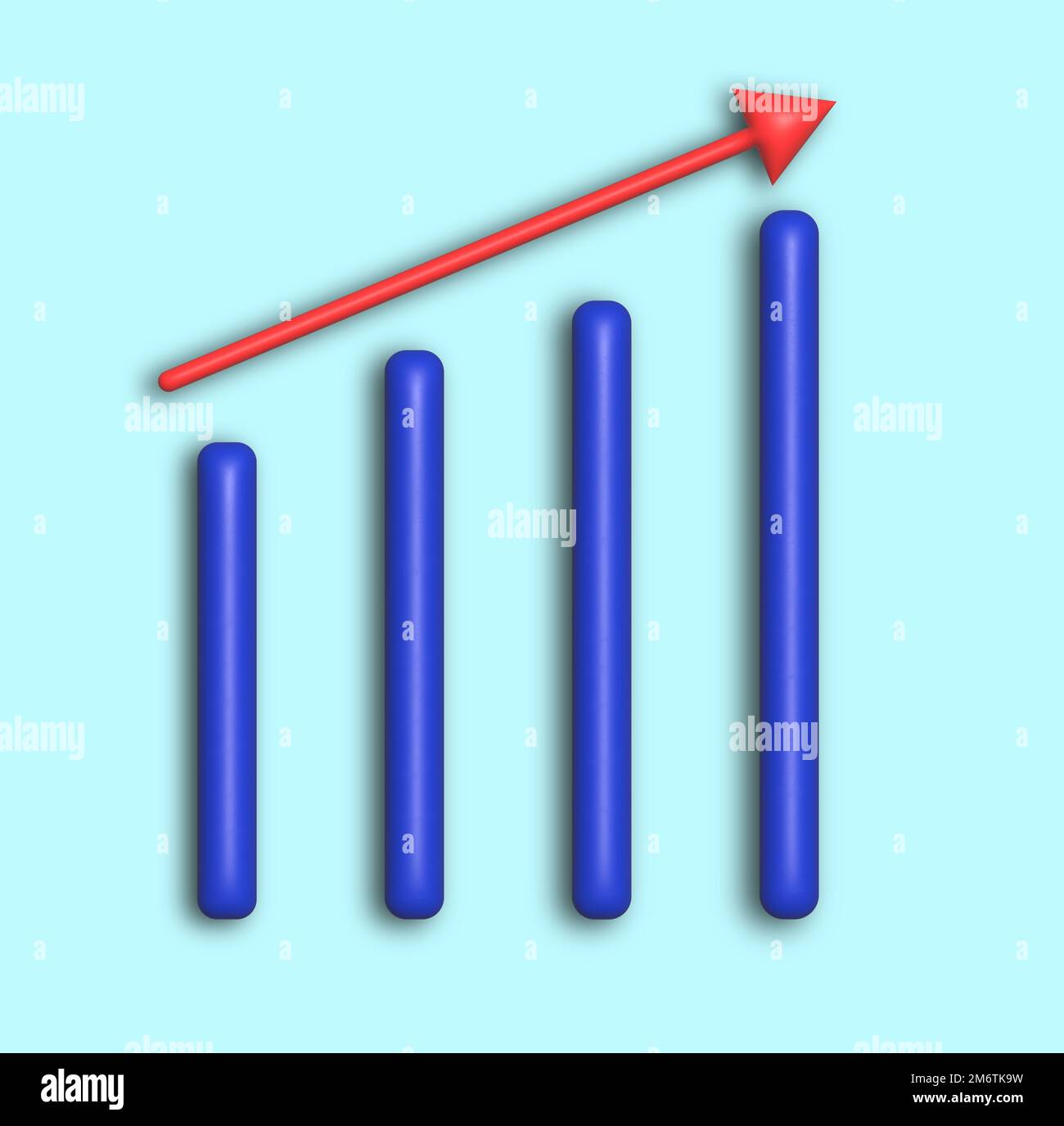 Business graph with rising indicators and an arrow on a blue background ...