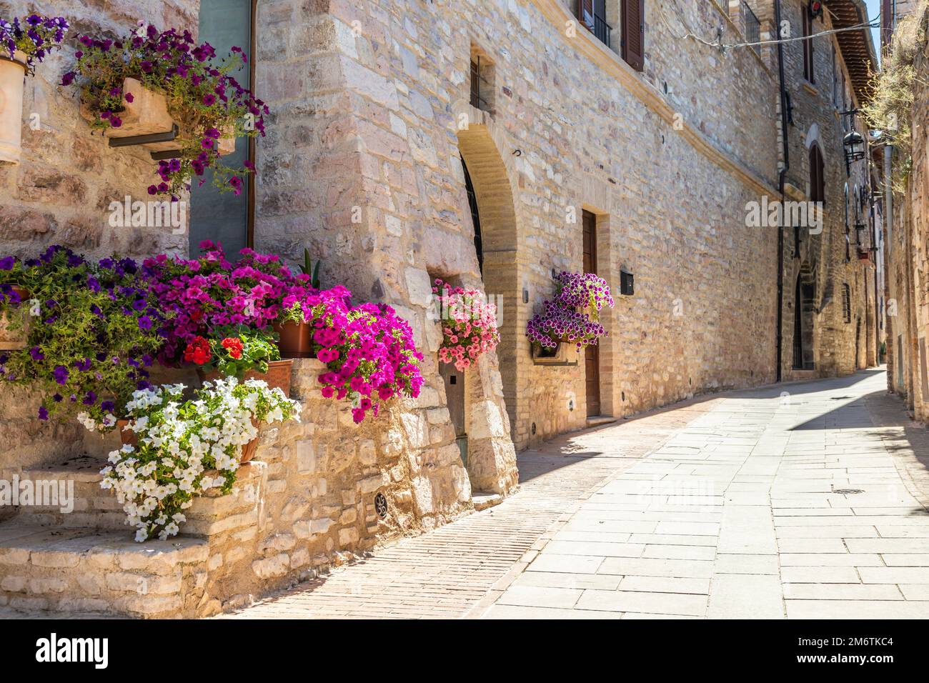 Assisi village in Umbria region, Italy. The town is famous for the most ...
