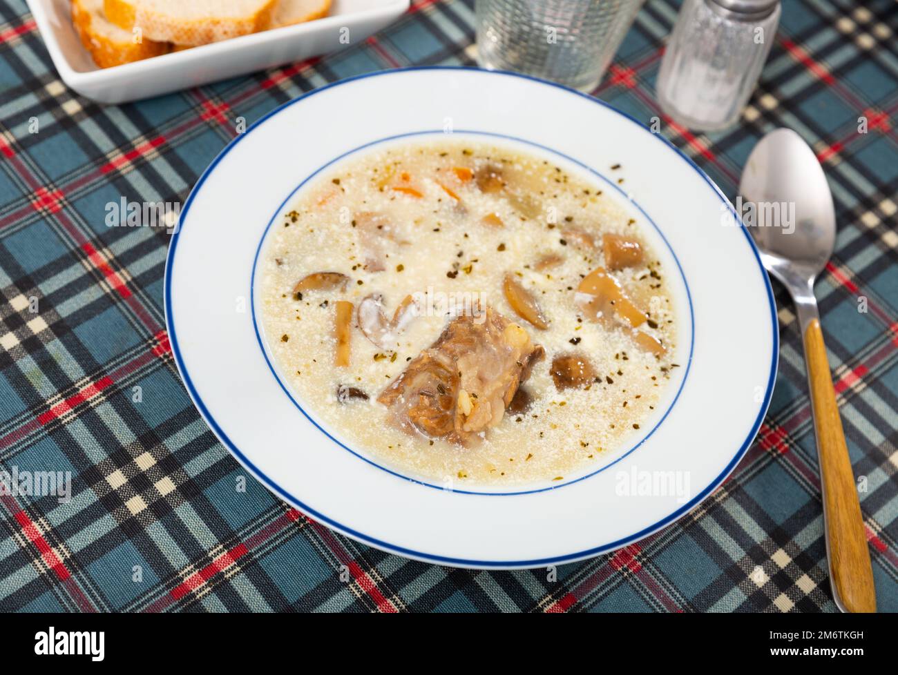 Soup with assorted mushrooms, vegetables and pork Stock Photo - Alamy