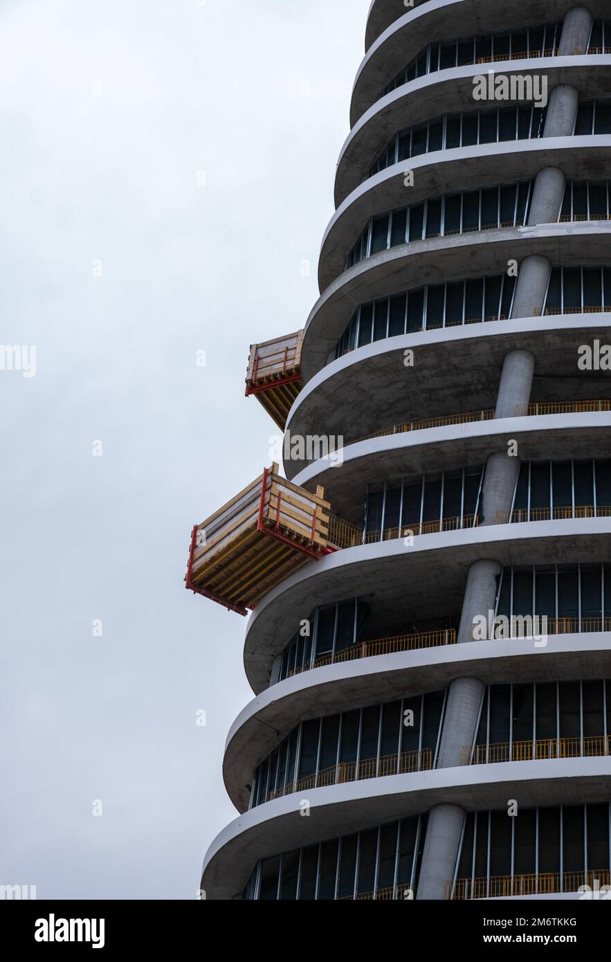 Construction of modern skyscraper building with luxury apartments ...