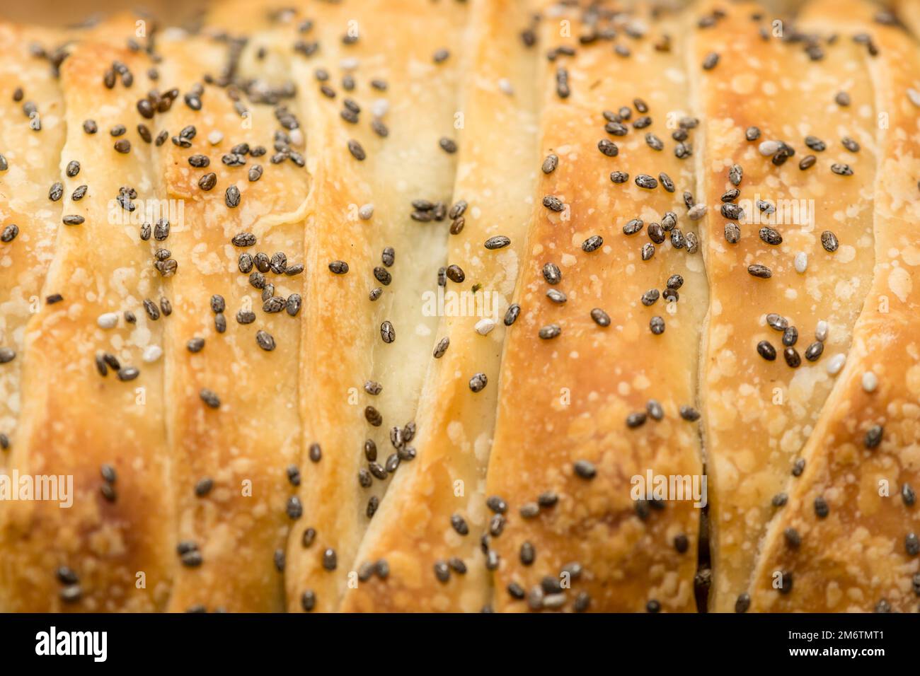close-up view, vegan wellington, puff pastry, vegan cheese Stock Photo ...