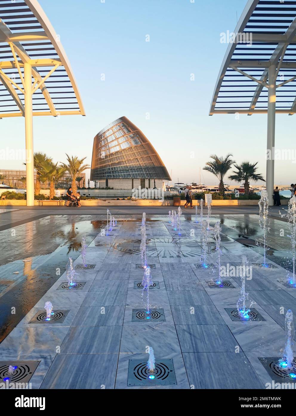 Luxurious Ayia napa marina with modern futuristic architecture in ...