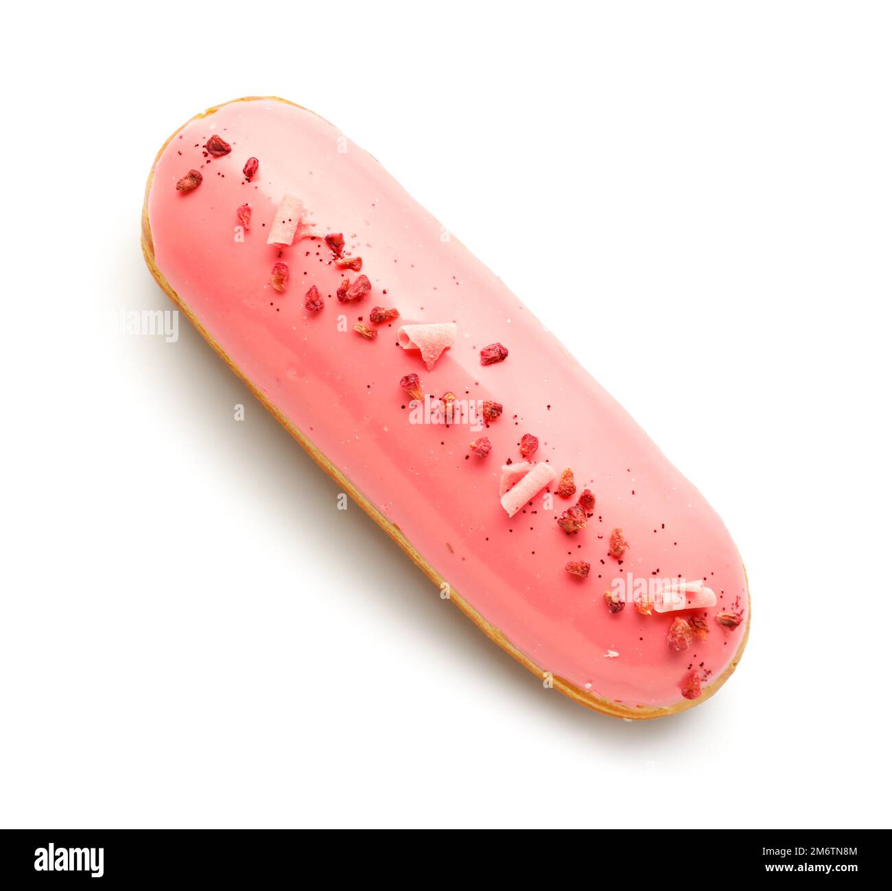 Delicious glazed eclair isolated on white background Stock Photo - Alamy