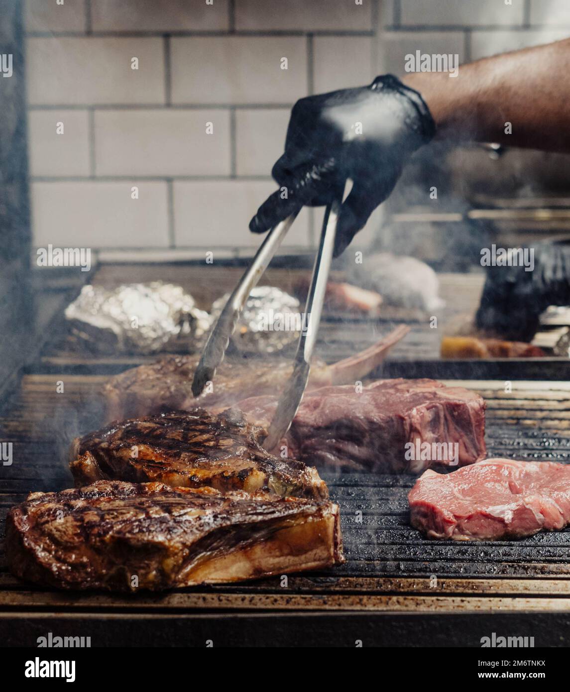 Excellent cuts of Argentine meat on a professional grill Stock Photo ...