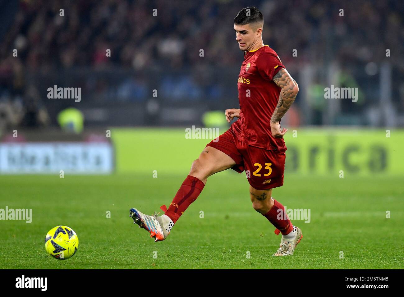 Gianluca Mancini of AS Roma in action during the Serie A football match ...