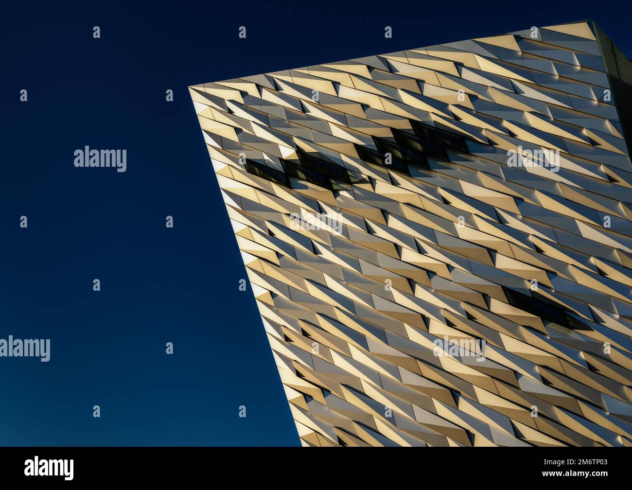Close-up architectural detail of the steel and aluminium Titanic Museum ...
