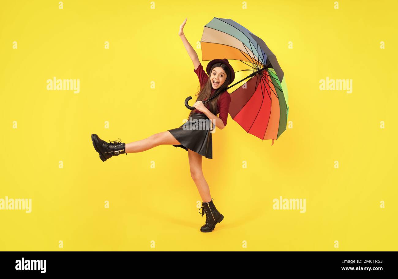 Excited teenager, glad amazed and overjoyed emotions. Teen girl under ...