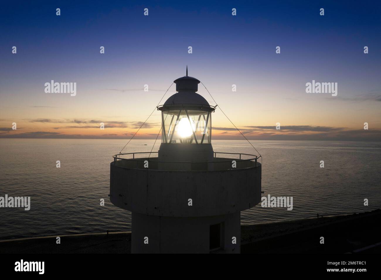 Aerial view of a maritime lighthouse taken at night Stock Photo - Alamy