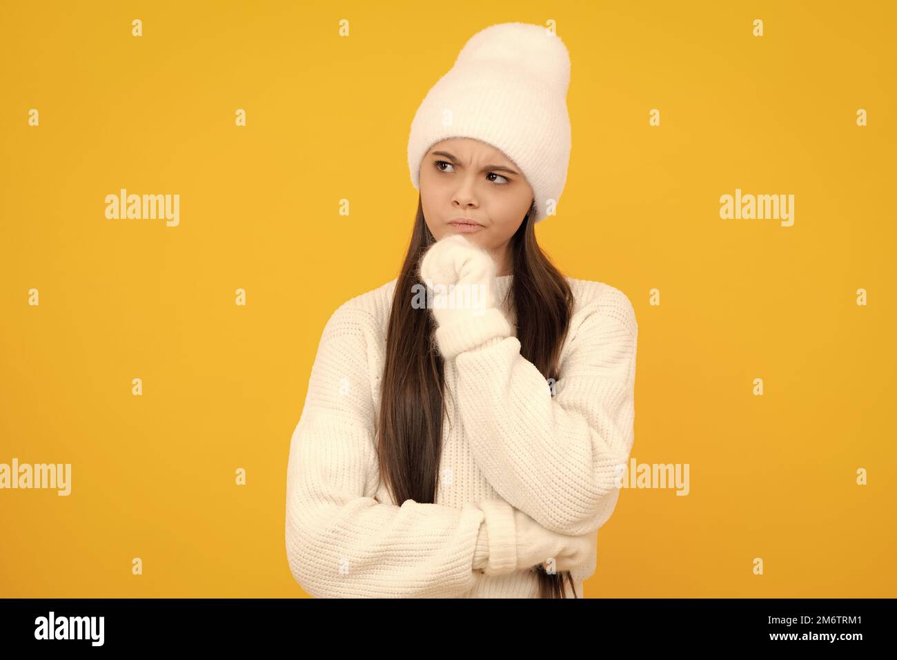 Beautiful teenager child 12, 13, 14 years old over isolated background ...