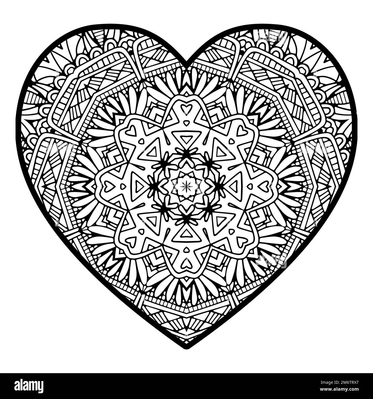Doodle Ornamental Heart Valentive day symbol. Vector coloring book with ...