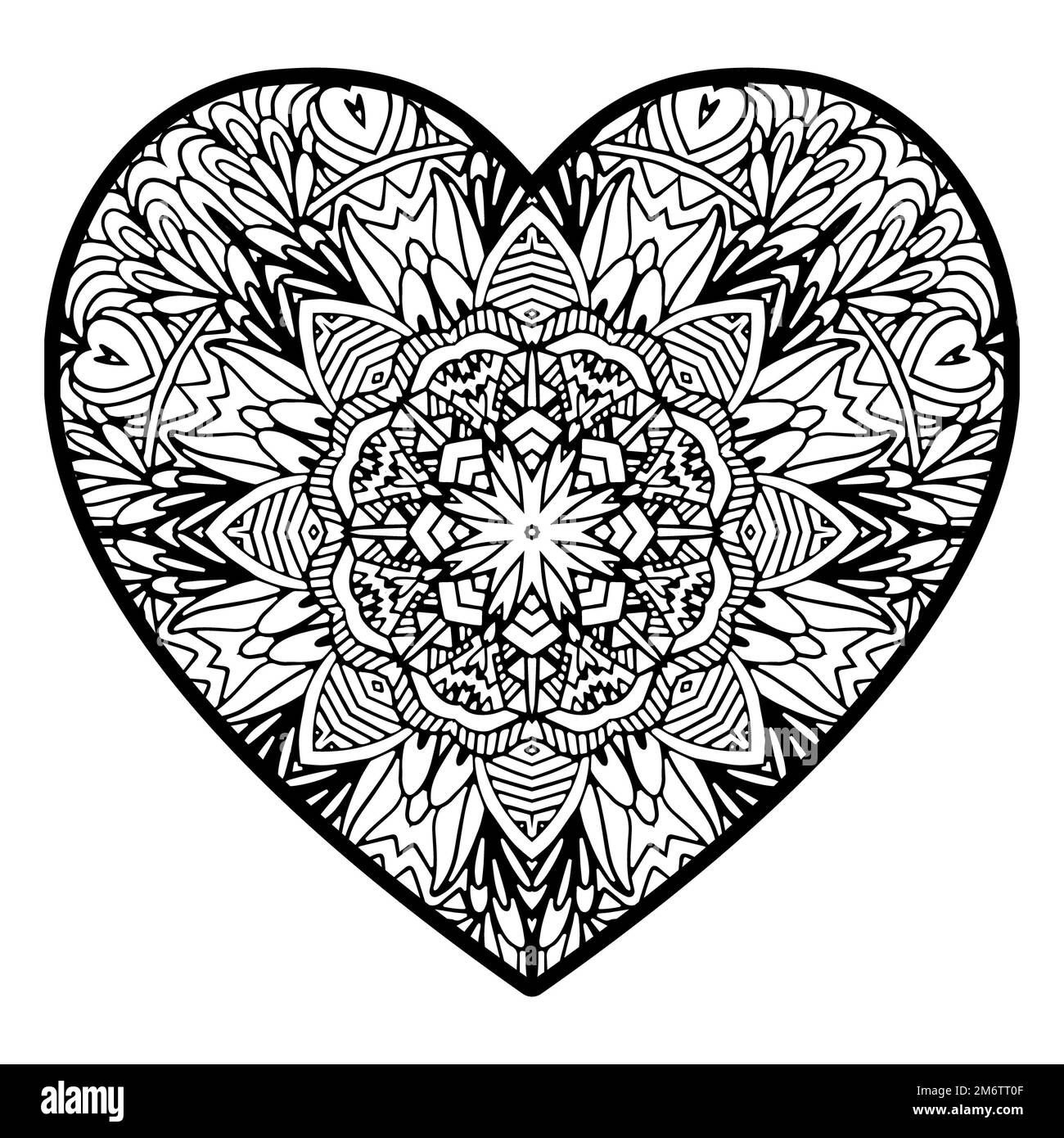 Love Heart Mandala. Doodle Ornamental Decorated Valentive day symbol ...
