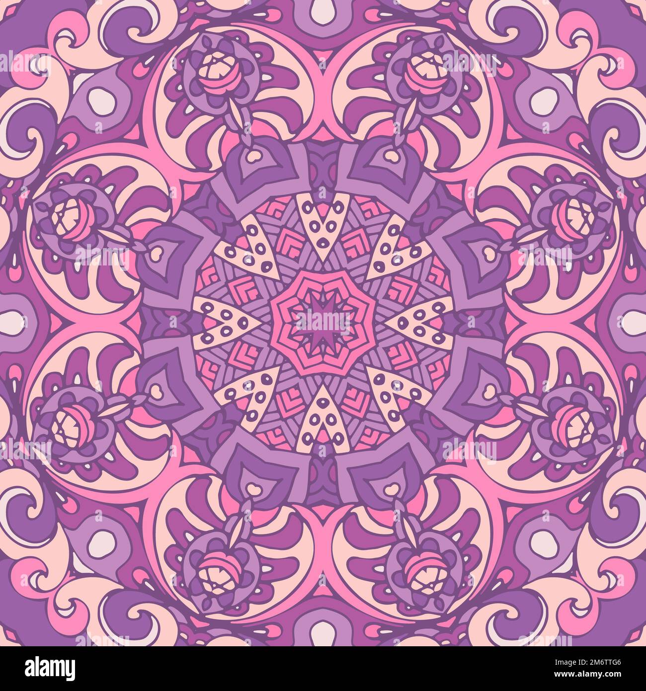 Vintage mandala art seamless pattern. Ethnic geometric print.Handdrawn ...