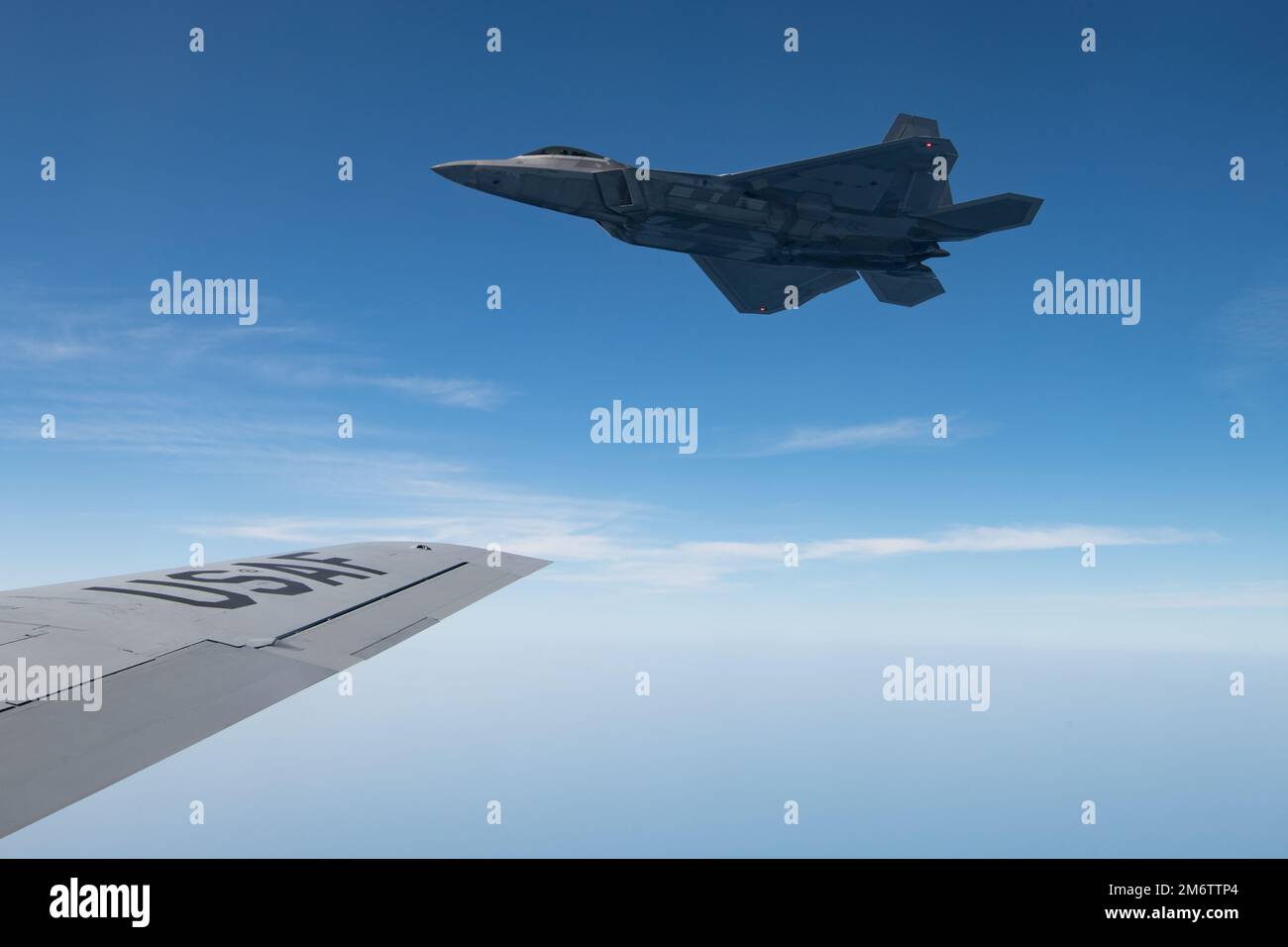A U.S. Air Force F-22 Raptor with the 192nd Fighter Wing, flies ...