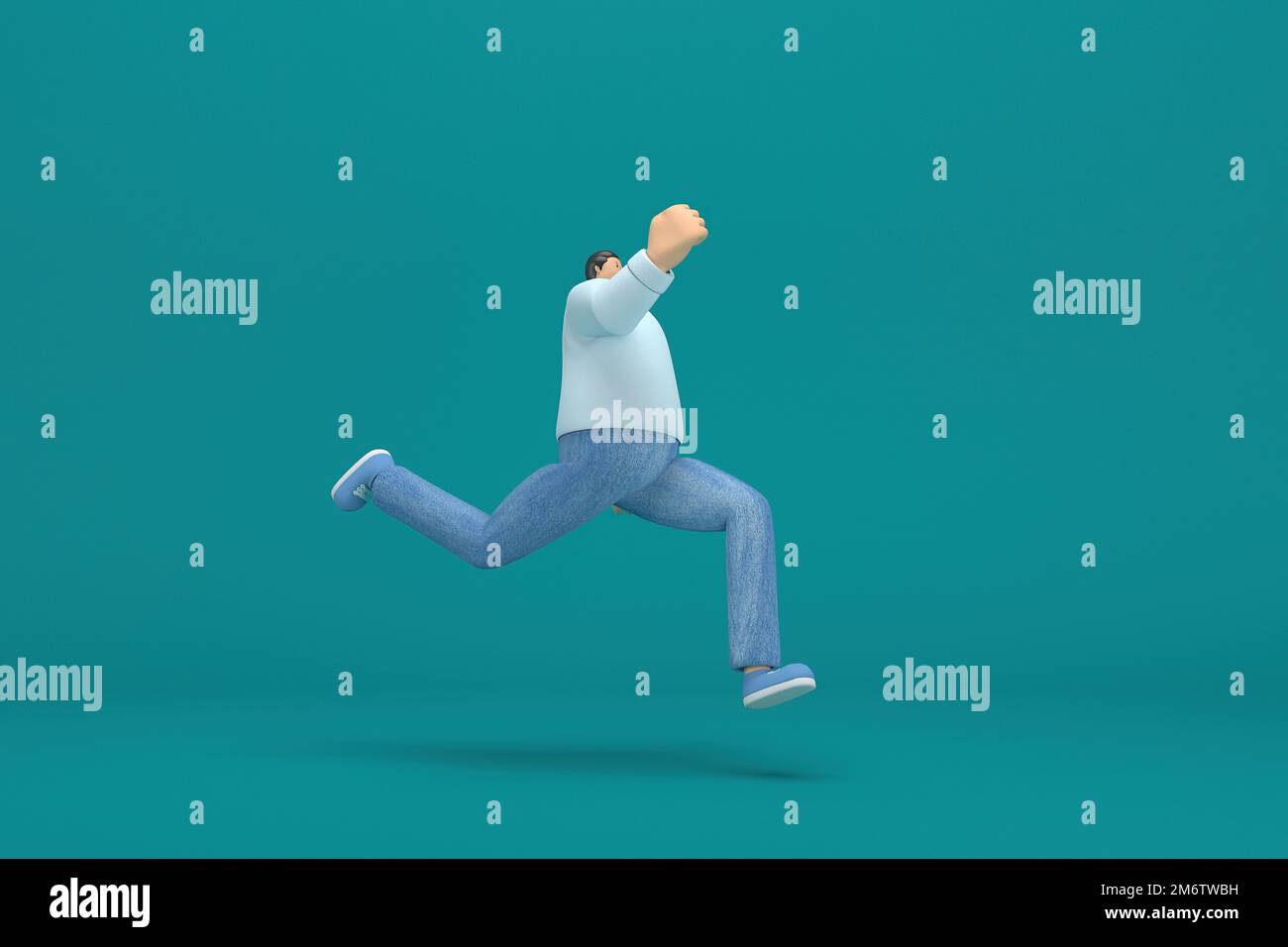 Cartoon character wearing jeans white long sleeve shirt. 3d illustrator ...