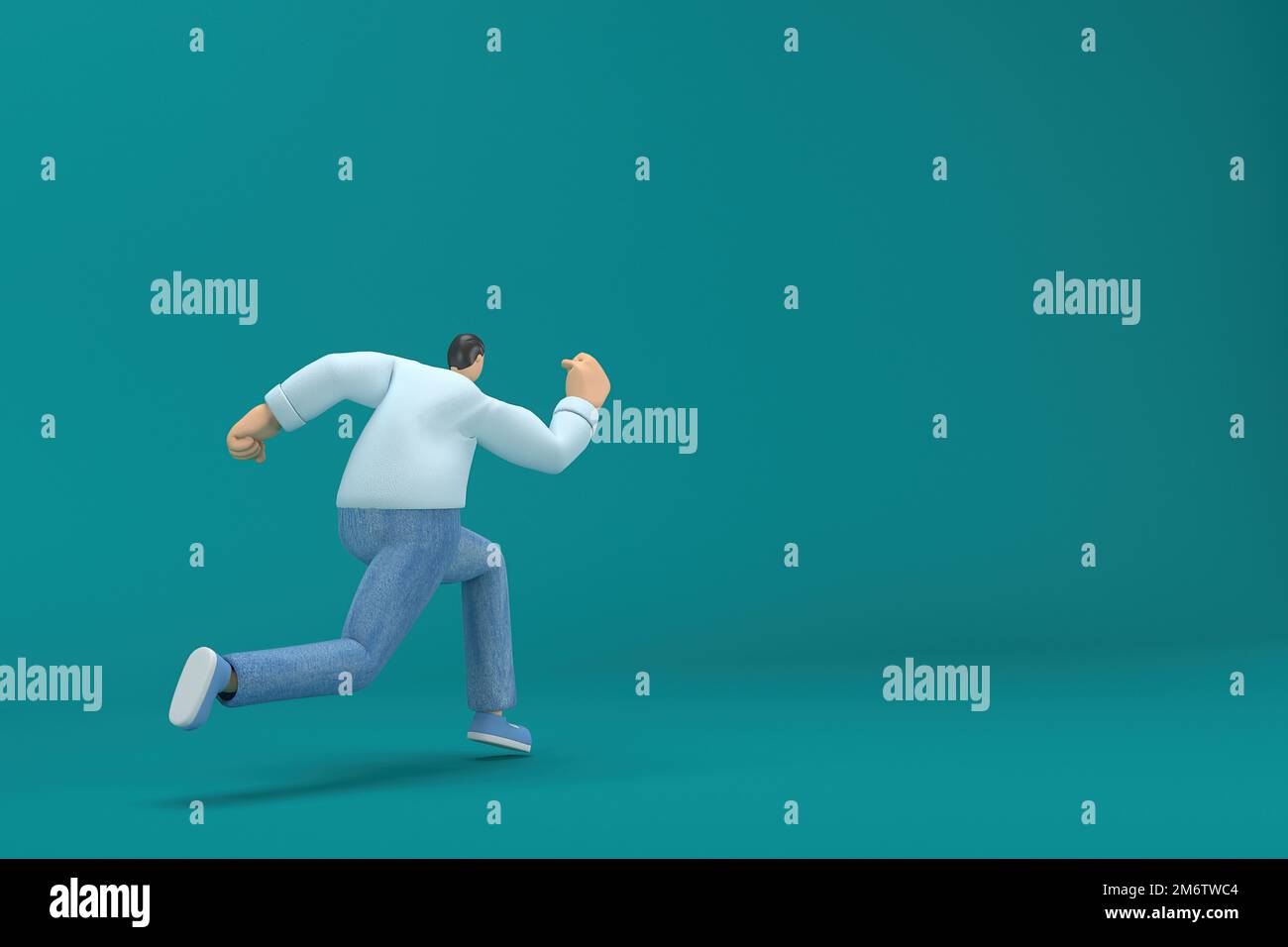 Cartoon character wearing jeans white long shirt. 3d illustrator in ...