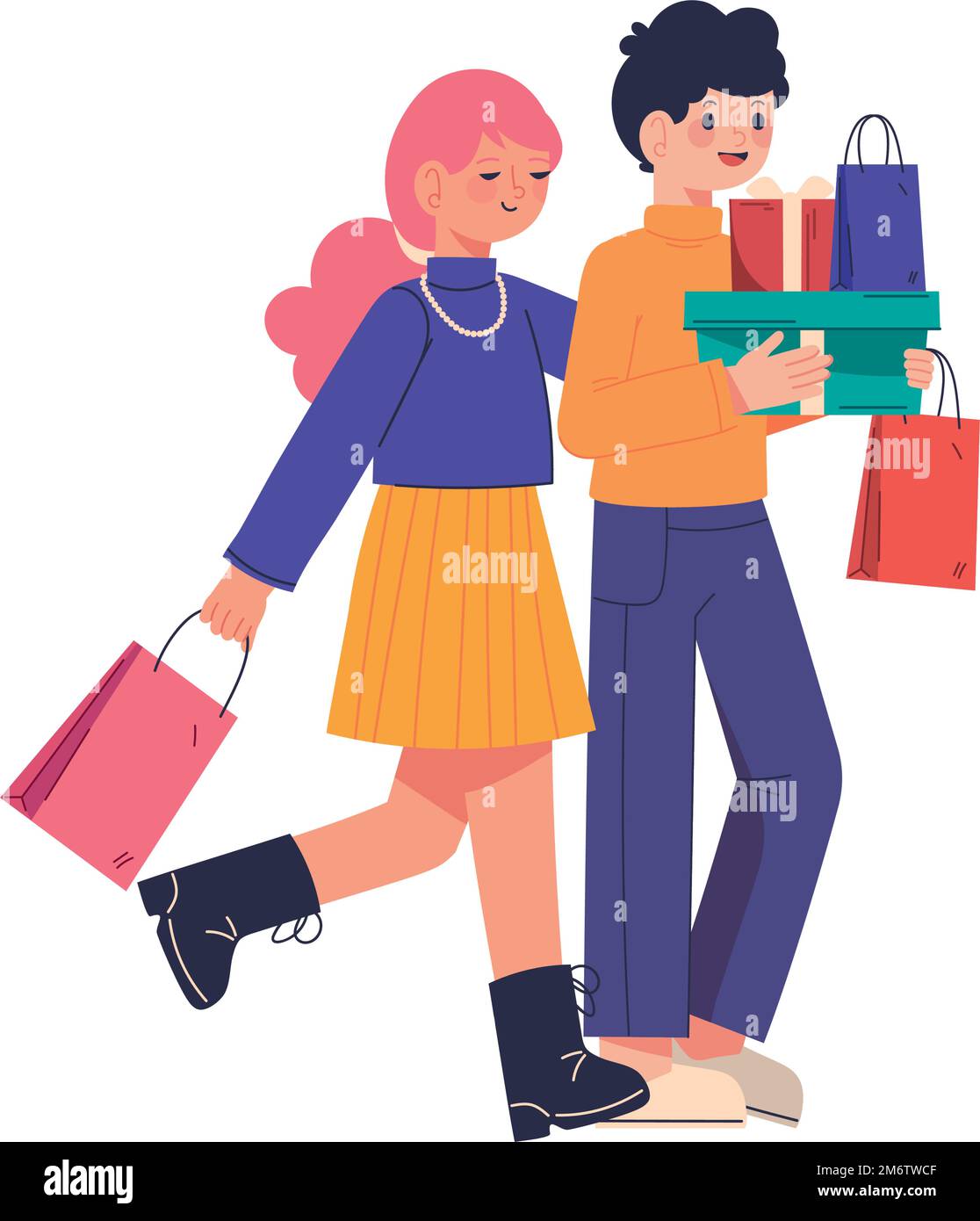 Couple shop box buy Stock Vector Images - Alamy