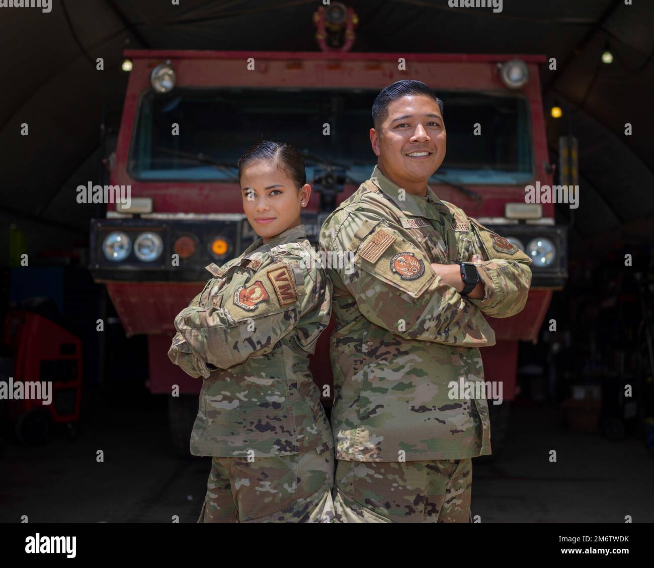 U.S. Air Force Staff Sgt. Angela Finley, left, fleet management and ...