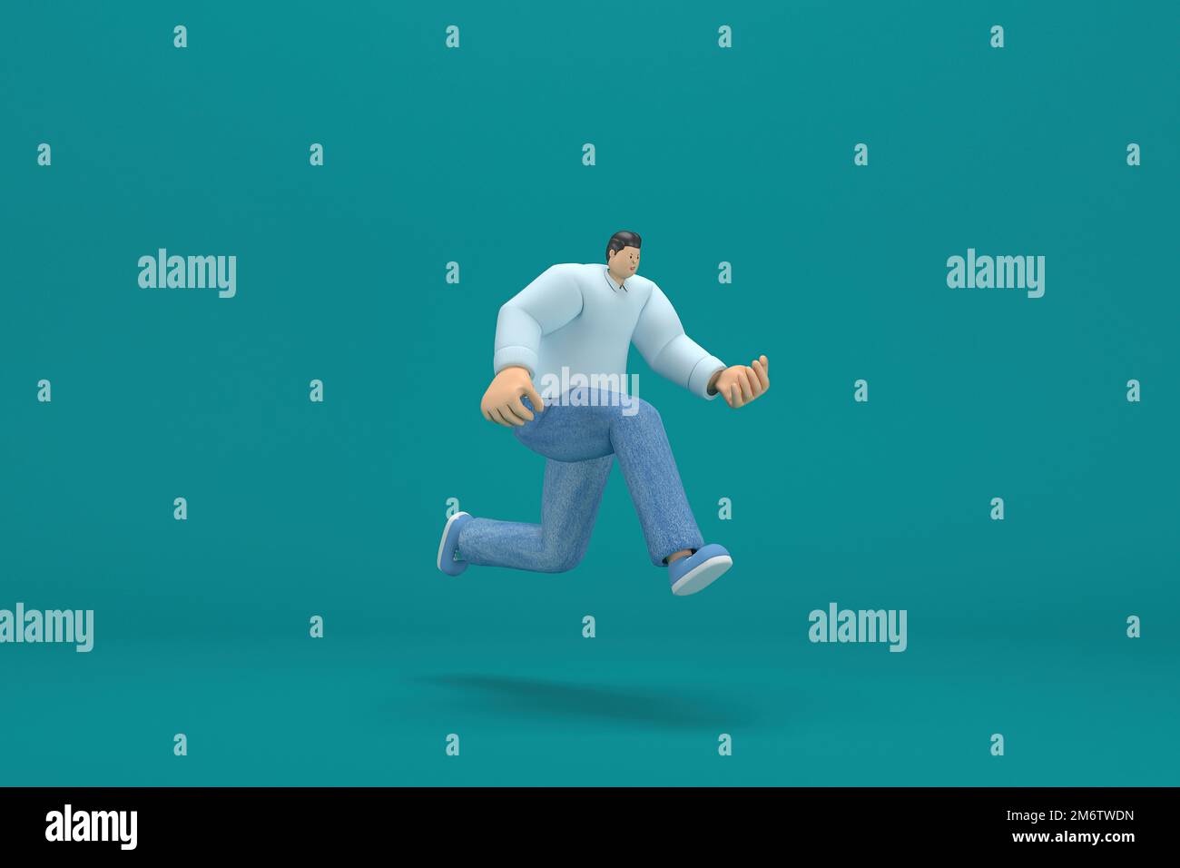 Cartoon character wearing jeans white long shirt. 3d illustrator in ...