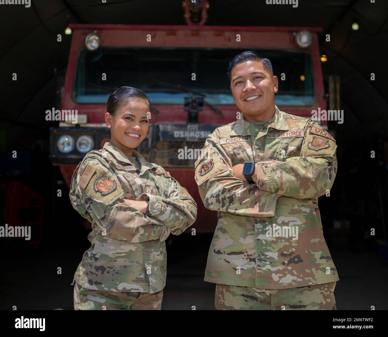 U.S. Air Force Staff Sgt. Angela Finley, left, fleet management and ...