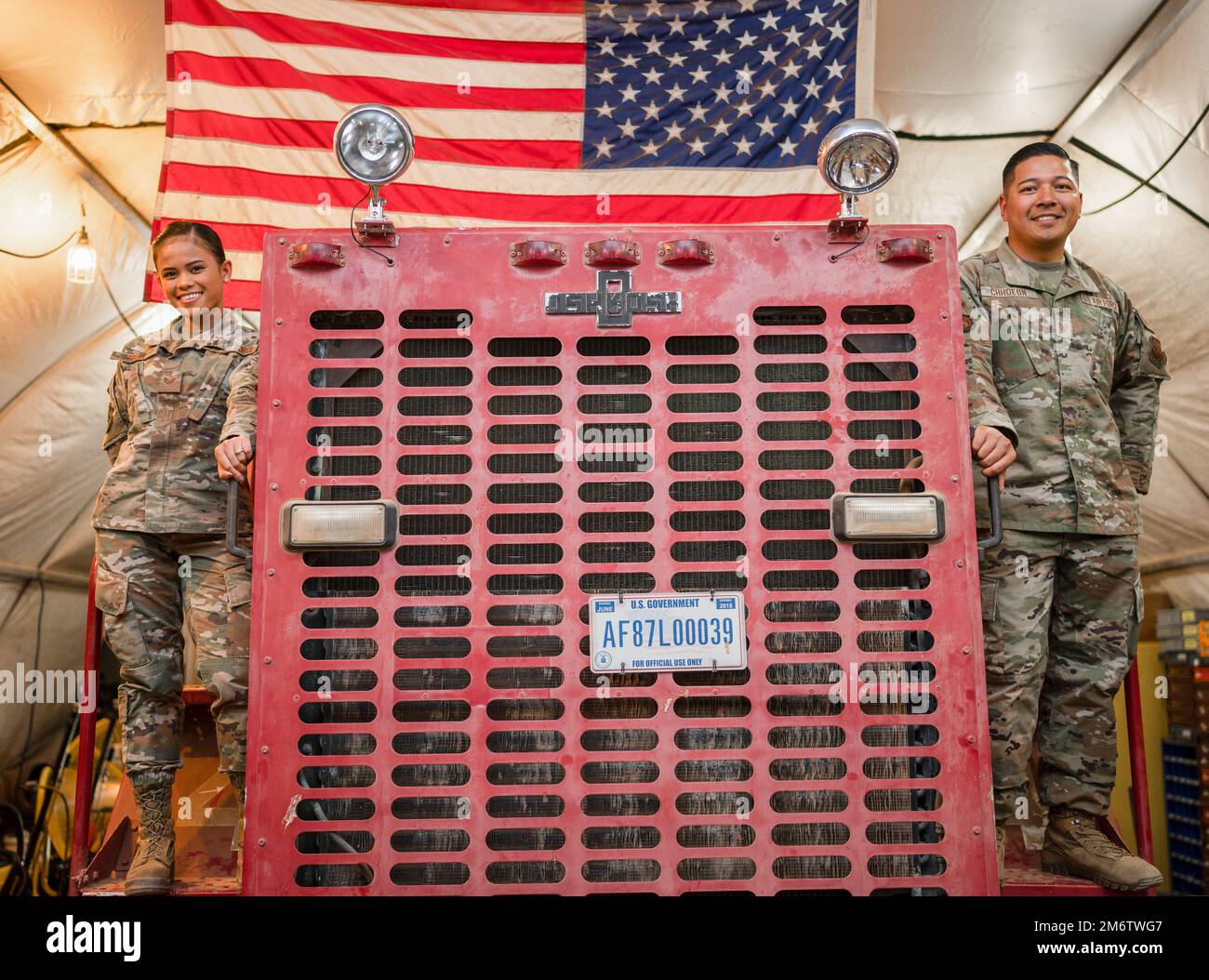 U.S. Air Force Staff Sgt. Angela Finley, left, fleet management and ...