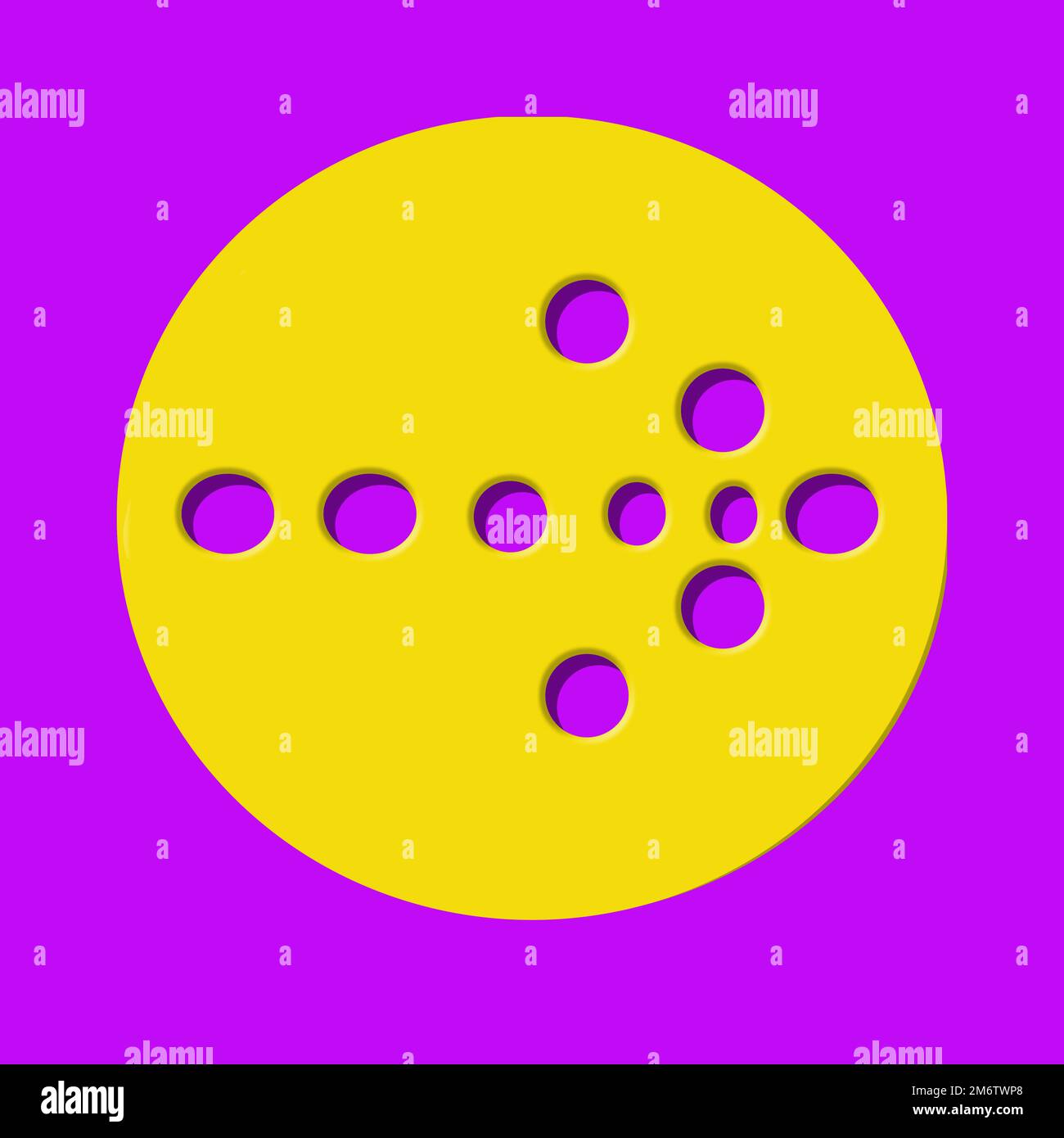 An arrow made of magenta dots on a yellow circle points the way in this ...