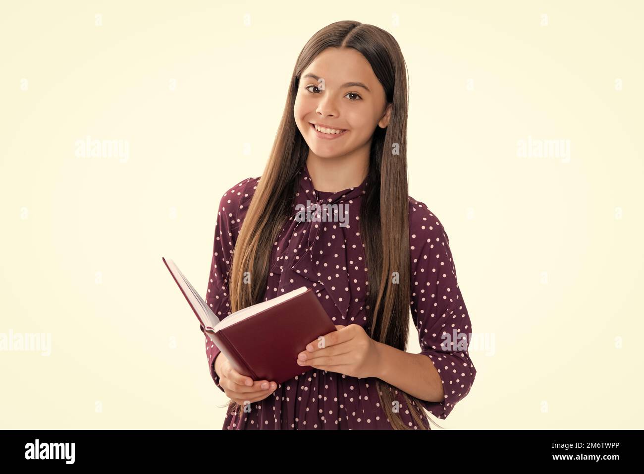 Teenager school girl study with books. Learning knowledge and kids ...