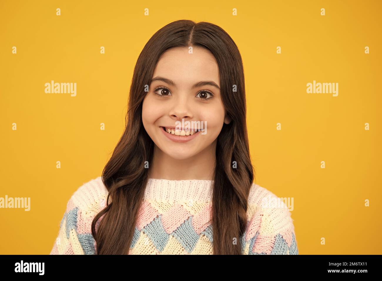 Child little girl 12, 13, 14 years old background studio portrait ...