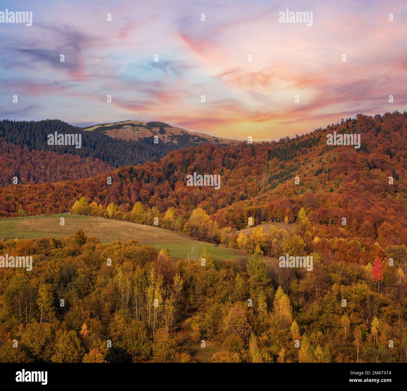 Autumn morning Carpathian Mountains calm picturesque scene, Ukraine ...