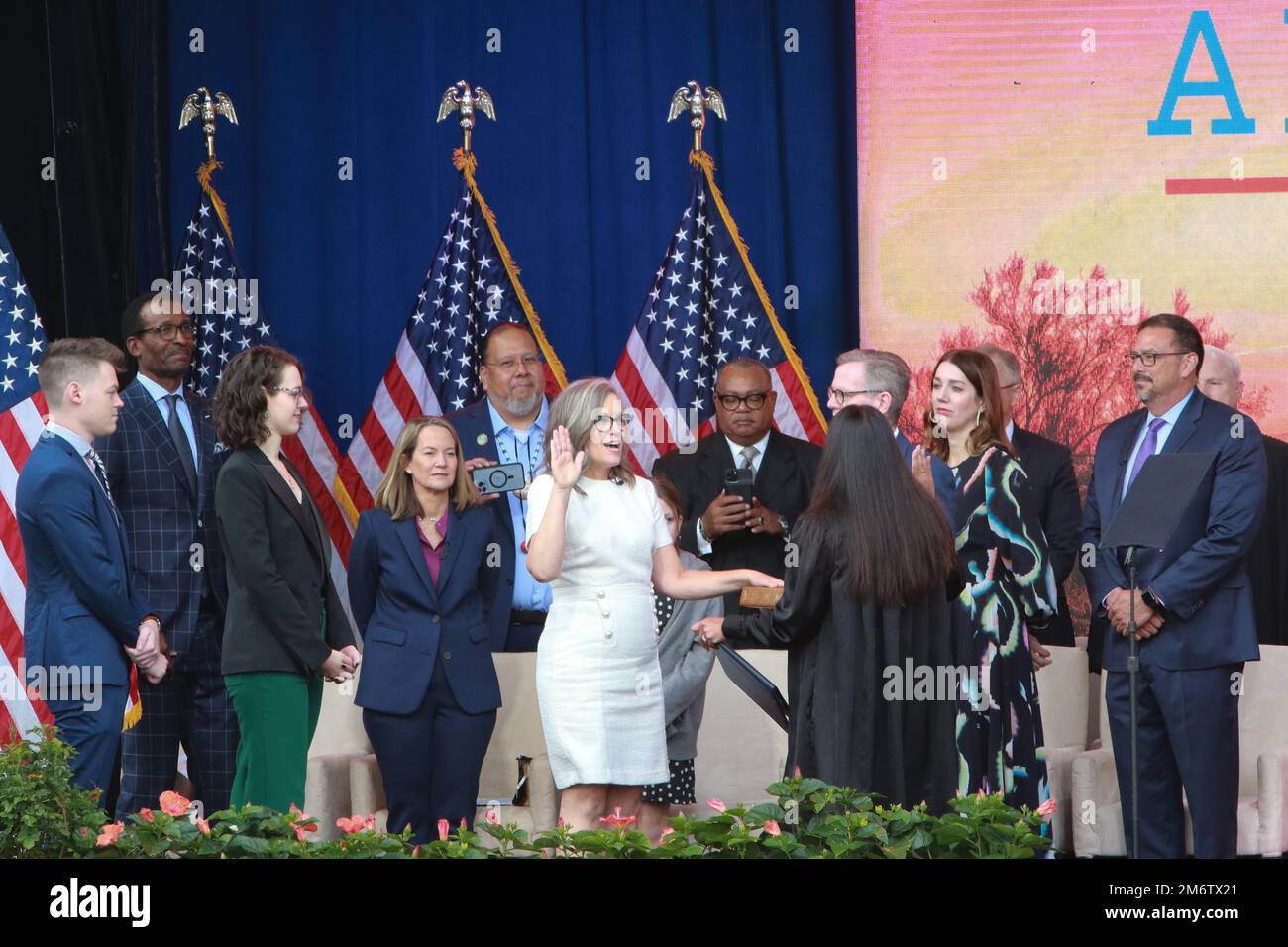 Governor-Elect Katie Hobbs gets sworn in during the Inauguration ...
