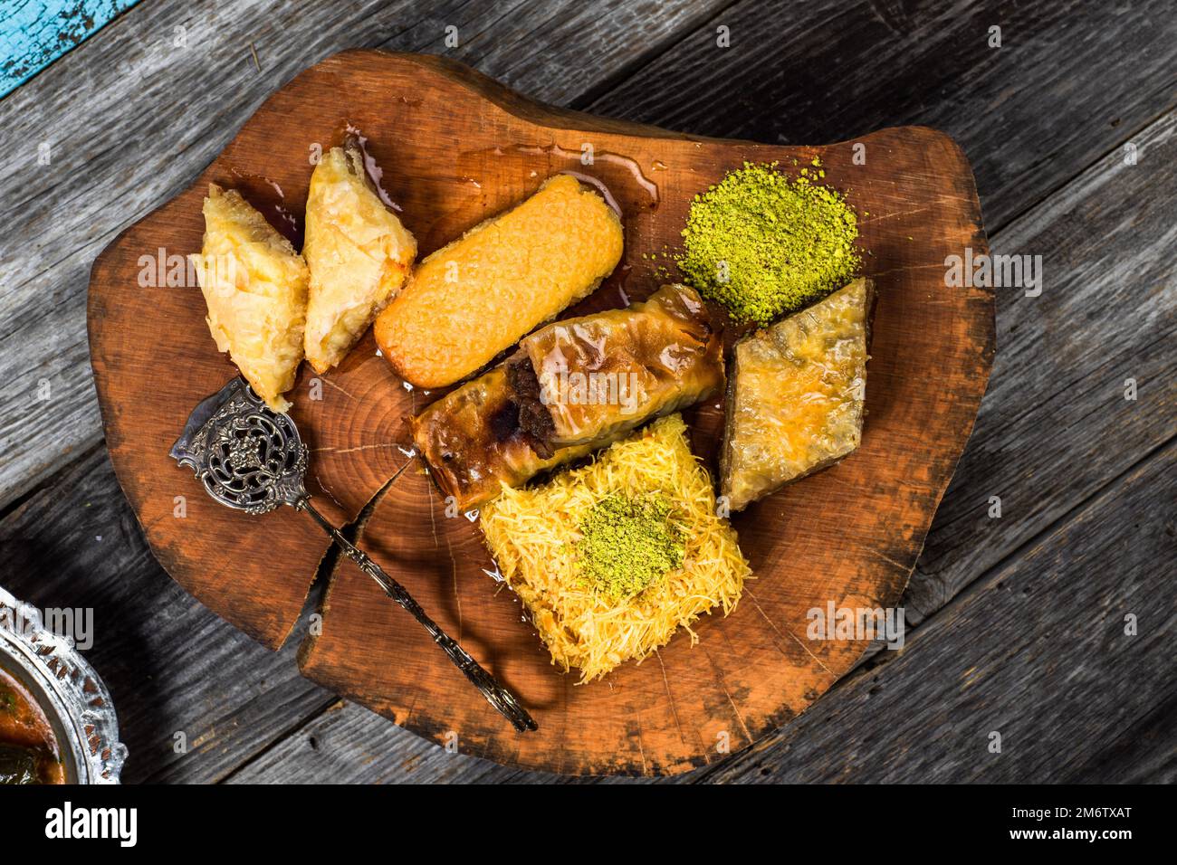 Eid Mubarak Traditional Ramadan Iftar dinner. Assorted tasty food in ...