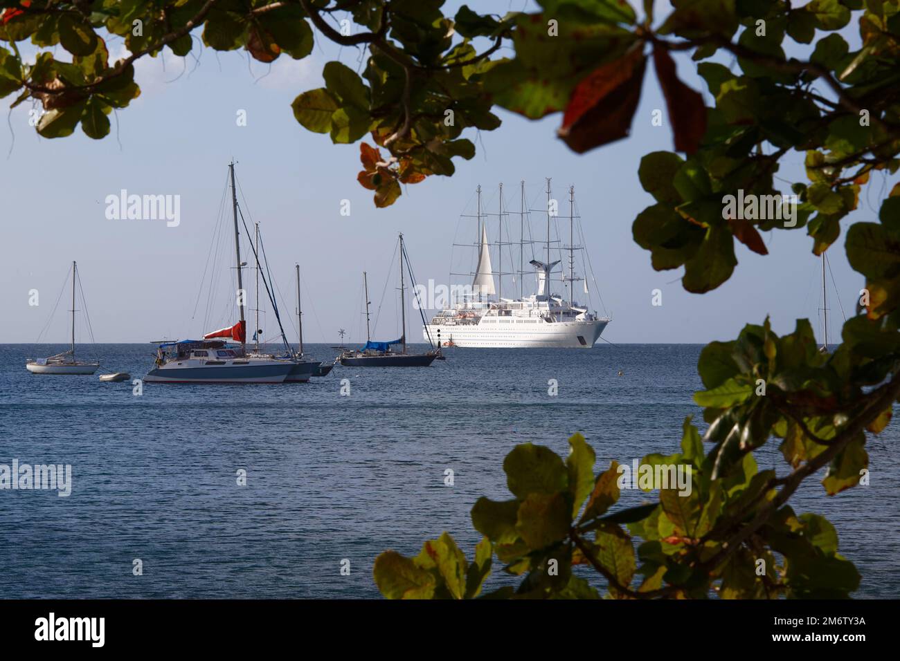 yachts at anchorage, caribbean sea, turquoise water, snow-white yachts ...