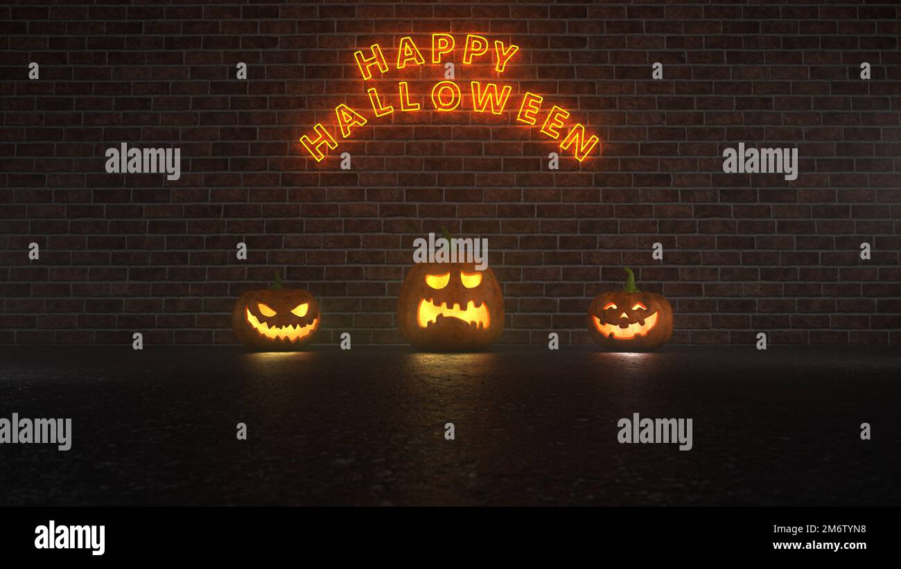 Happy Halloween Pumpkins Stock Photo - Alamy