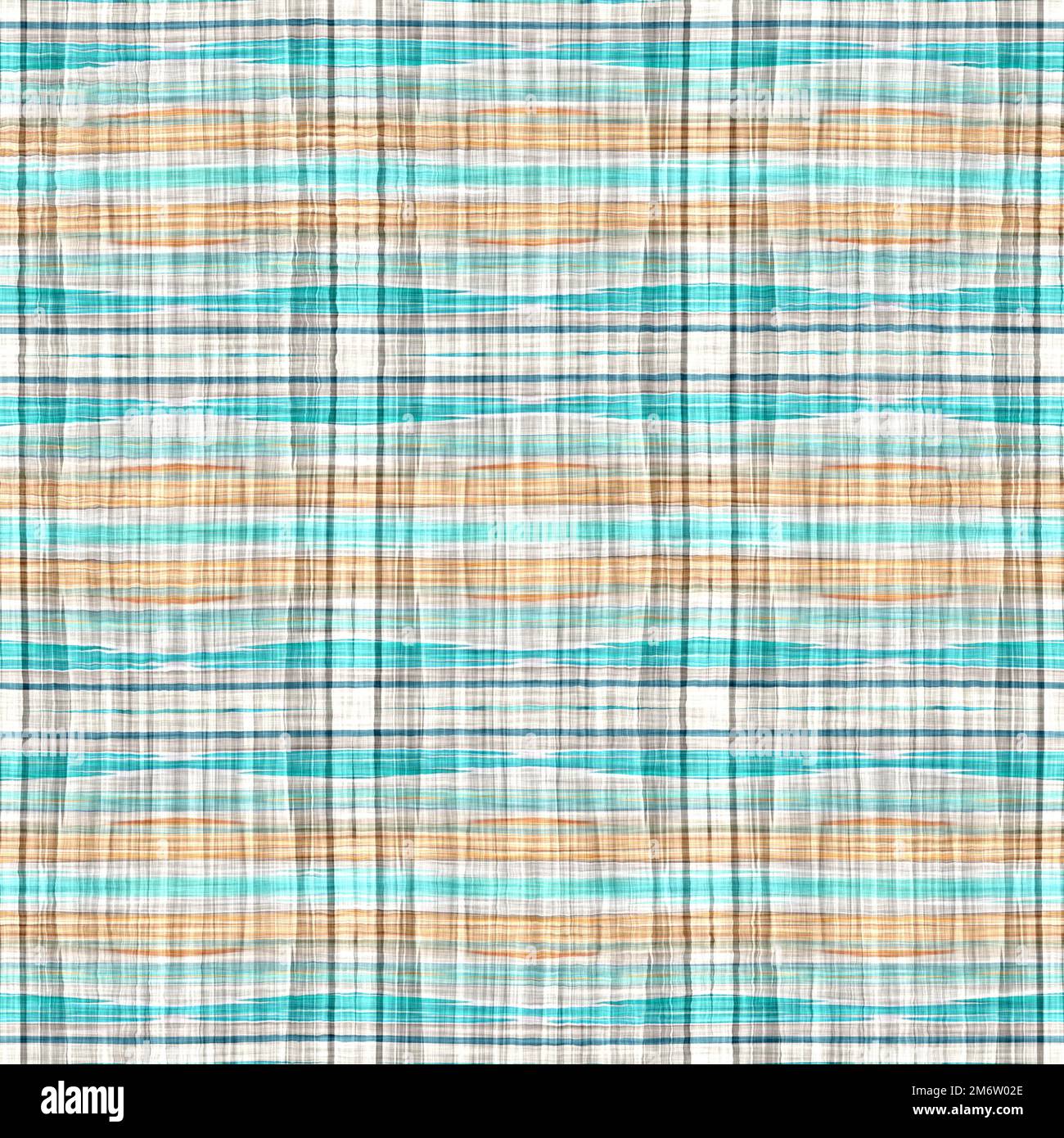 Teal rustic coastal beach house check fabric tile. Seamless sailor ...