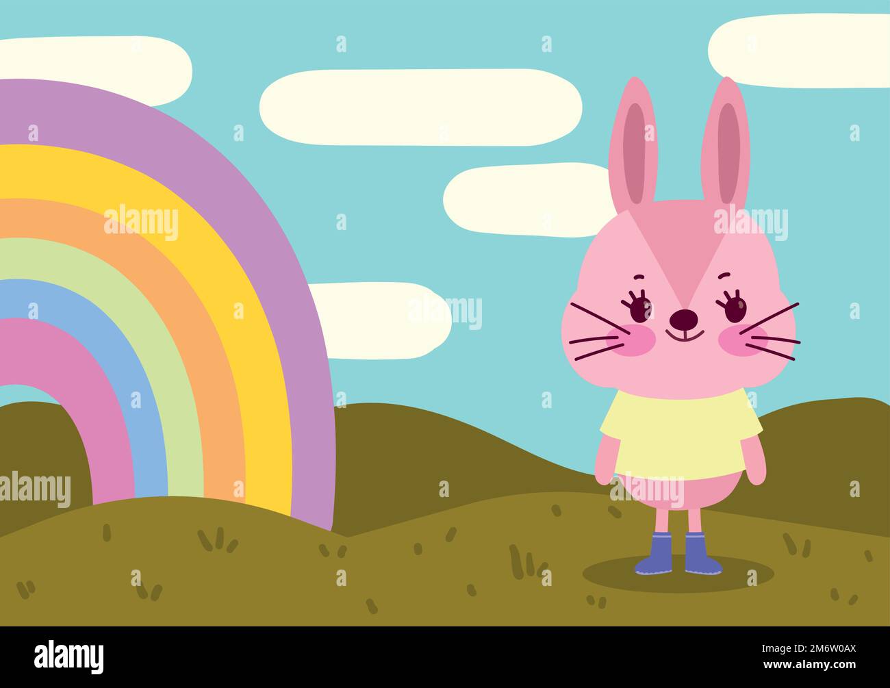 cute rabbit and rainbow Stock Vector Image & Art - Alamy