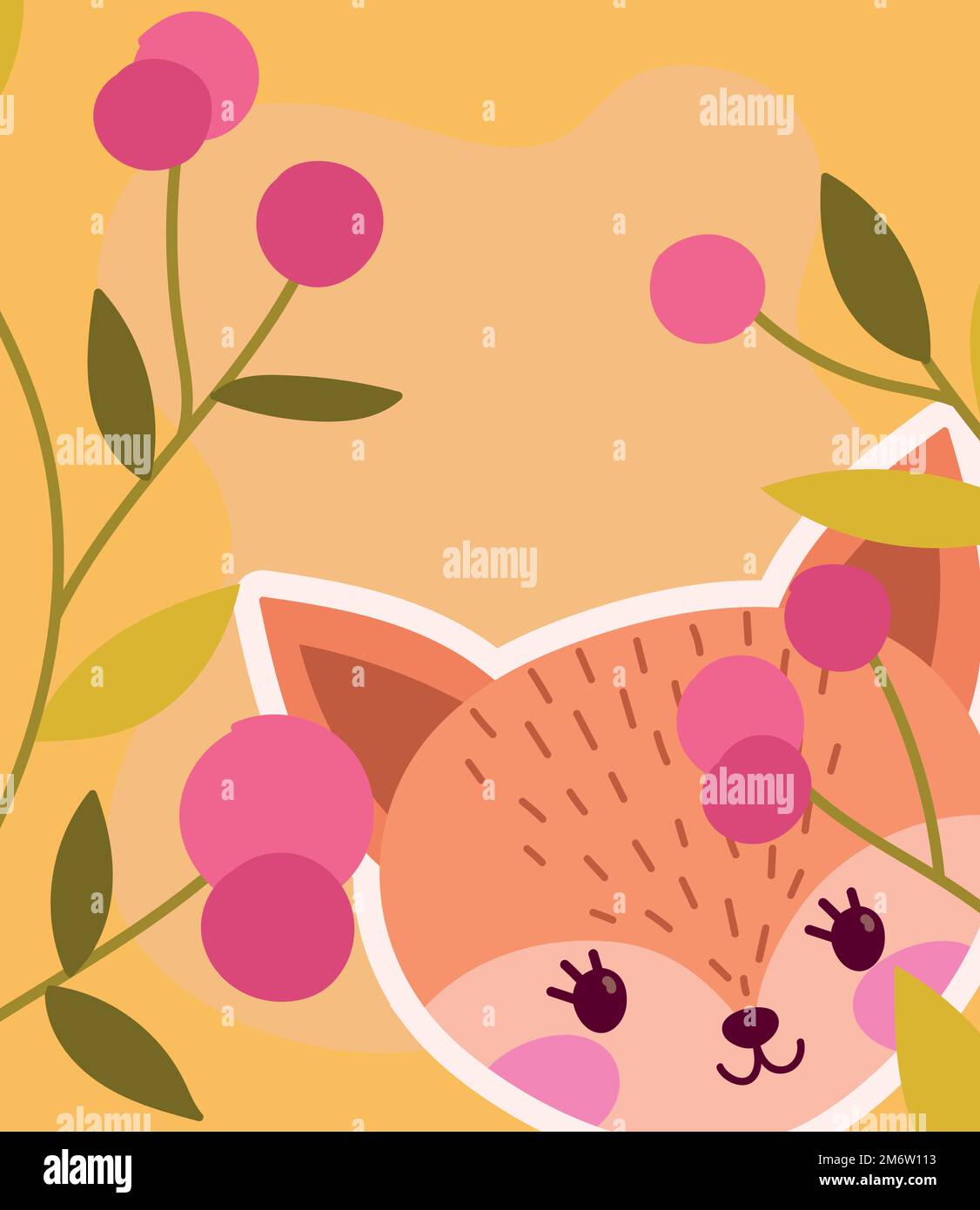Fox head with flower and leaves drawing Stock Vector Images - Alamy