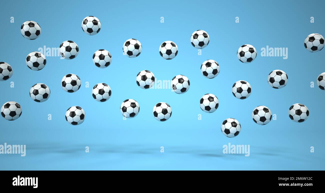 Classic Footballs Blue Background Stock Photo - Alamy