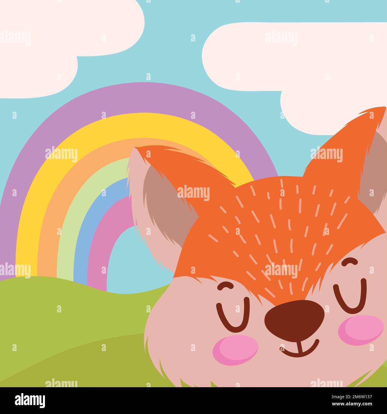 cute fox and rainbow Stock Vector Image & Art - Alamy