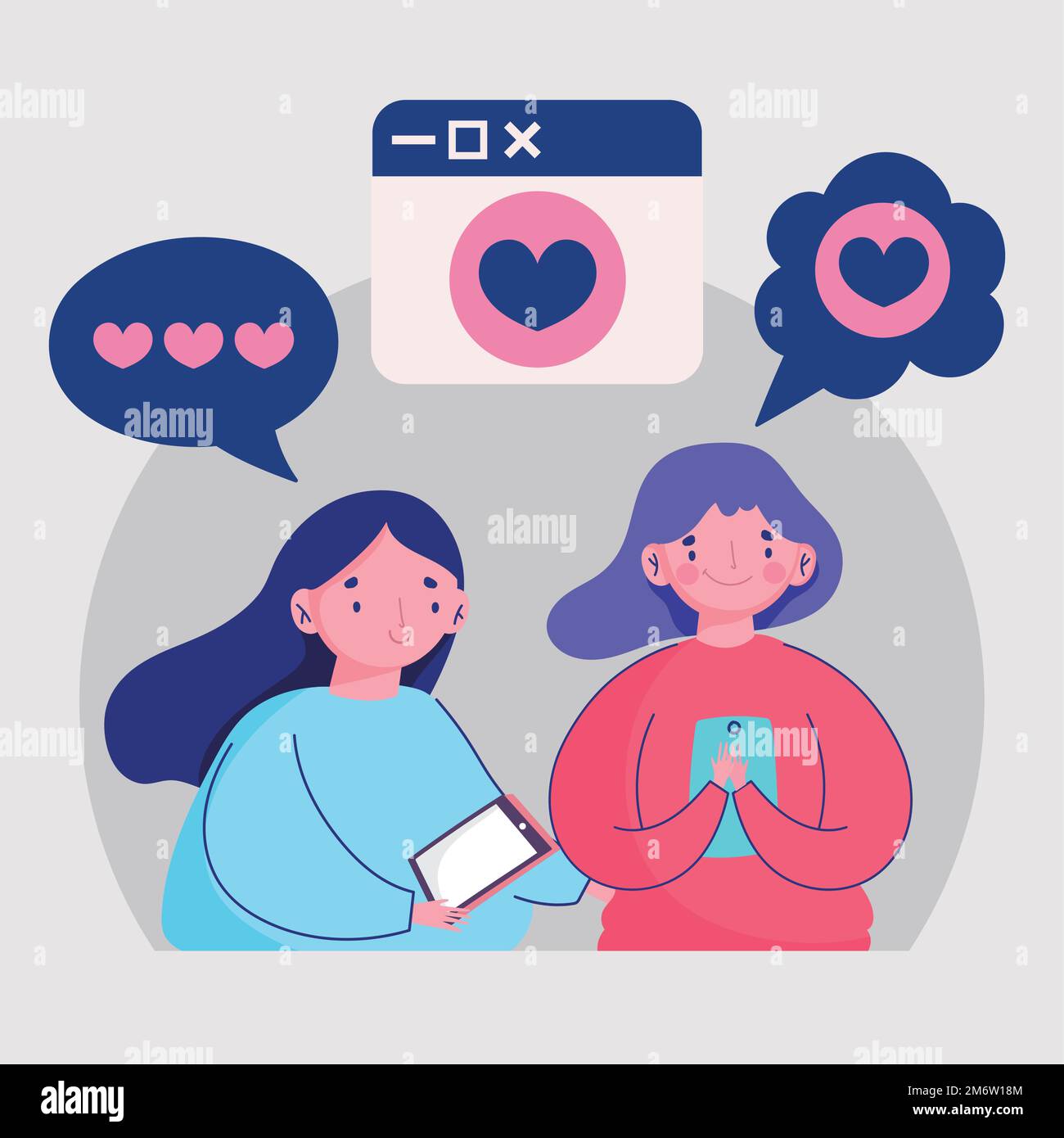 Girls texting Stock Vector Images - Alamy