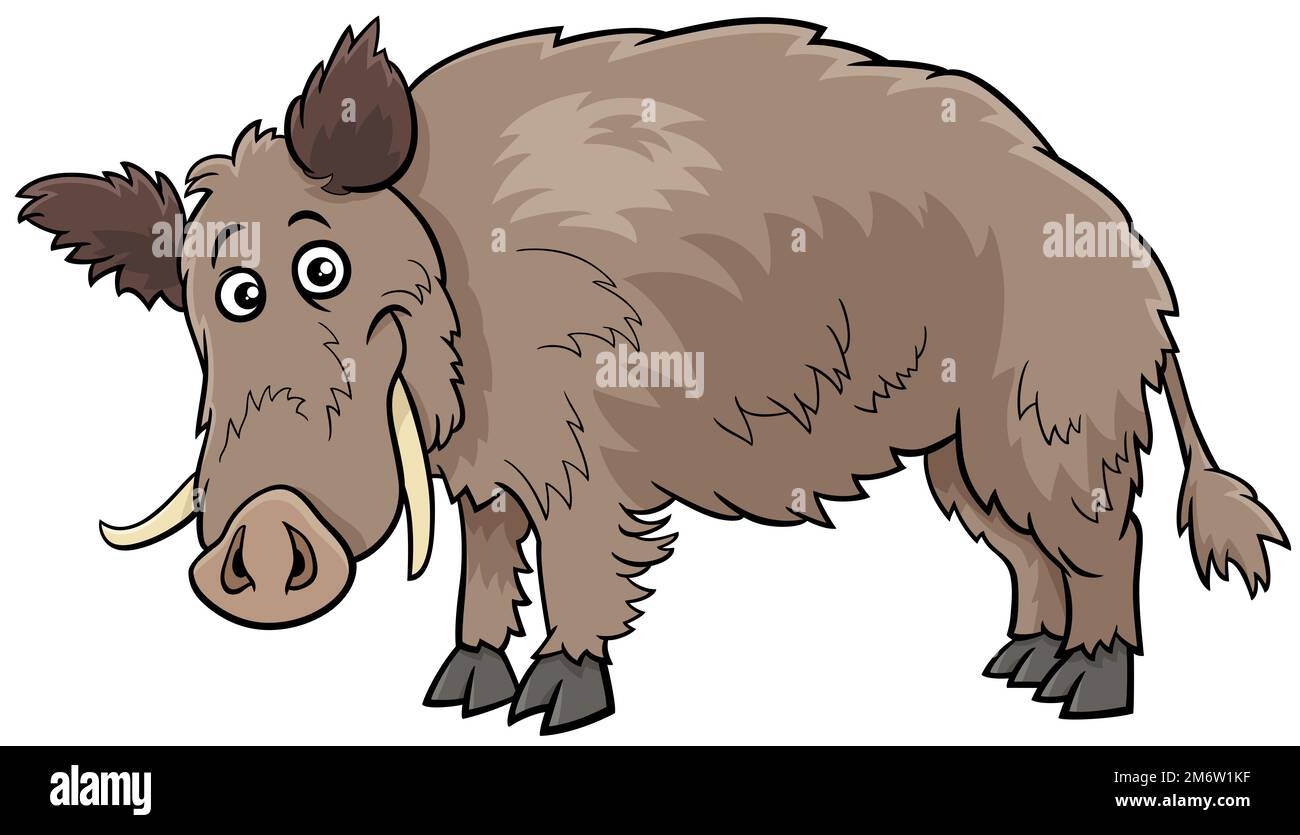 Cartoon wild boar funny animal character Stock Photo - Alamy