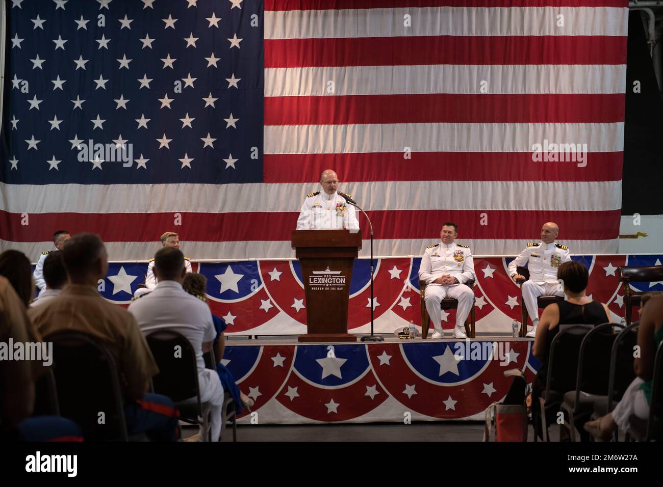 Cmdr. William Murphy gives remarks as the new commanding officer of ...