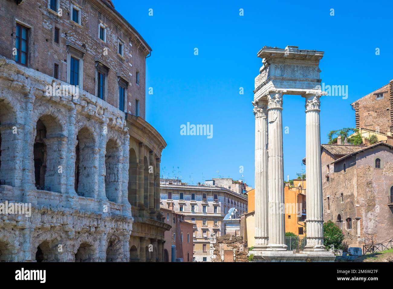 Ancient exterior of Teatro Macello (Theater of Marcellus) located very ...
