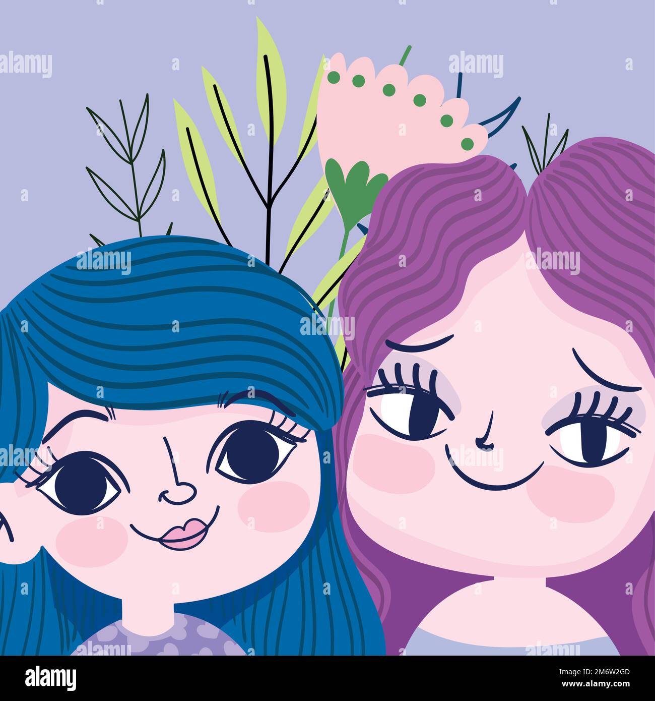 girls and greenery leaves Stock Vector Image & Art - Alamy