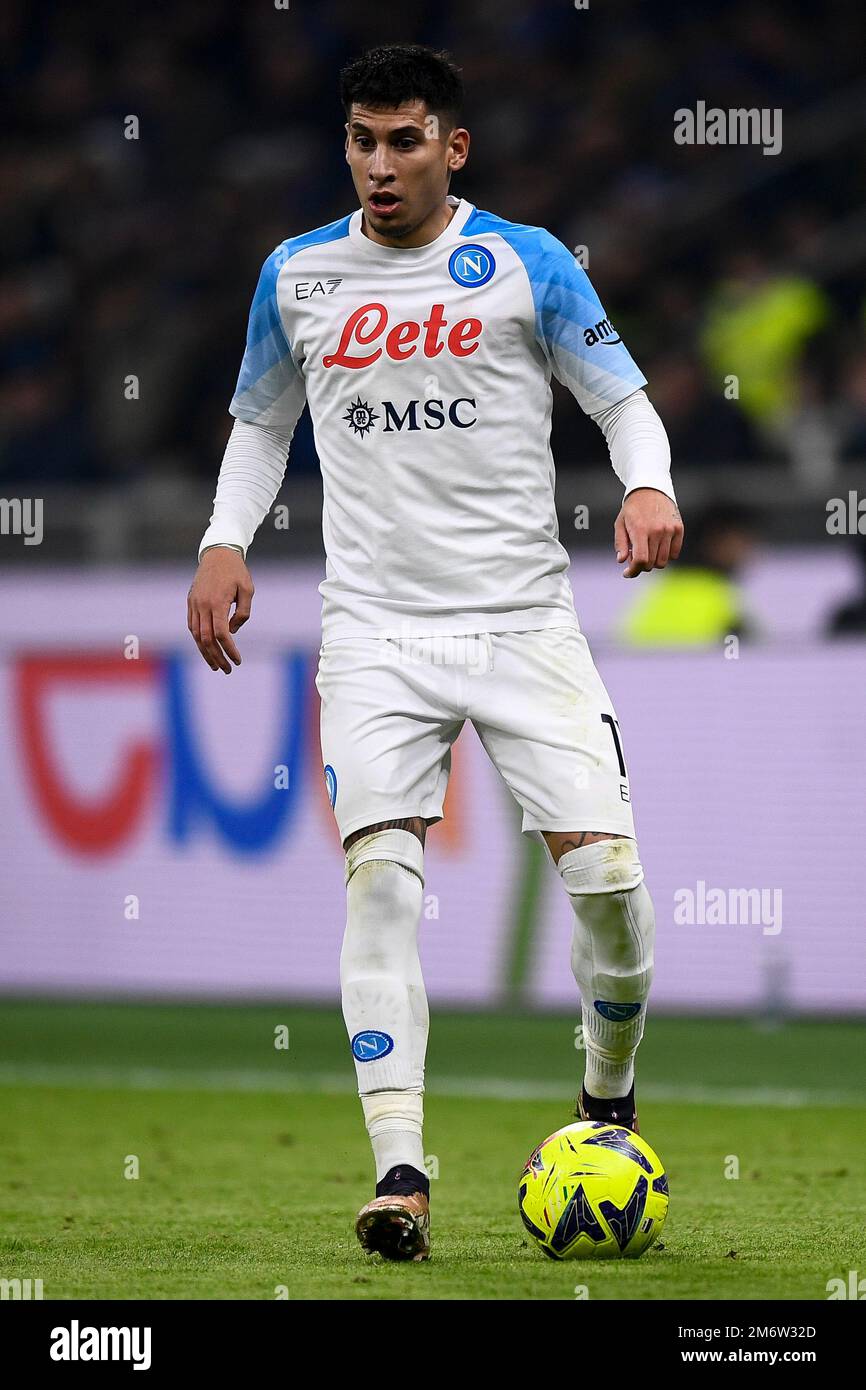 Milan, Italy. 04 January 2023. Mathias Olivera of SSC Napoli in action ...