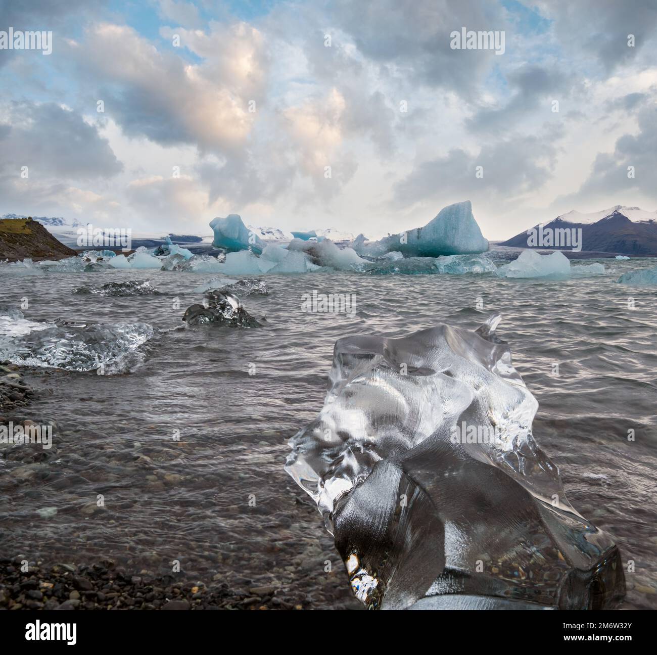 Jokulsarlon glacial lake, lagoon with ice blocks, Iceland. Situated ...