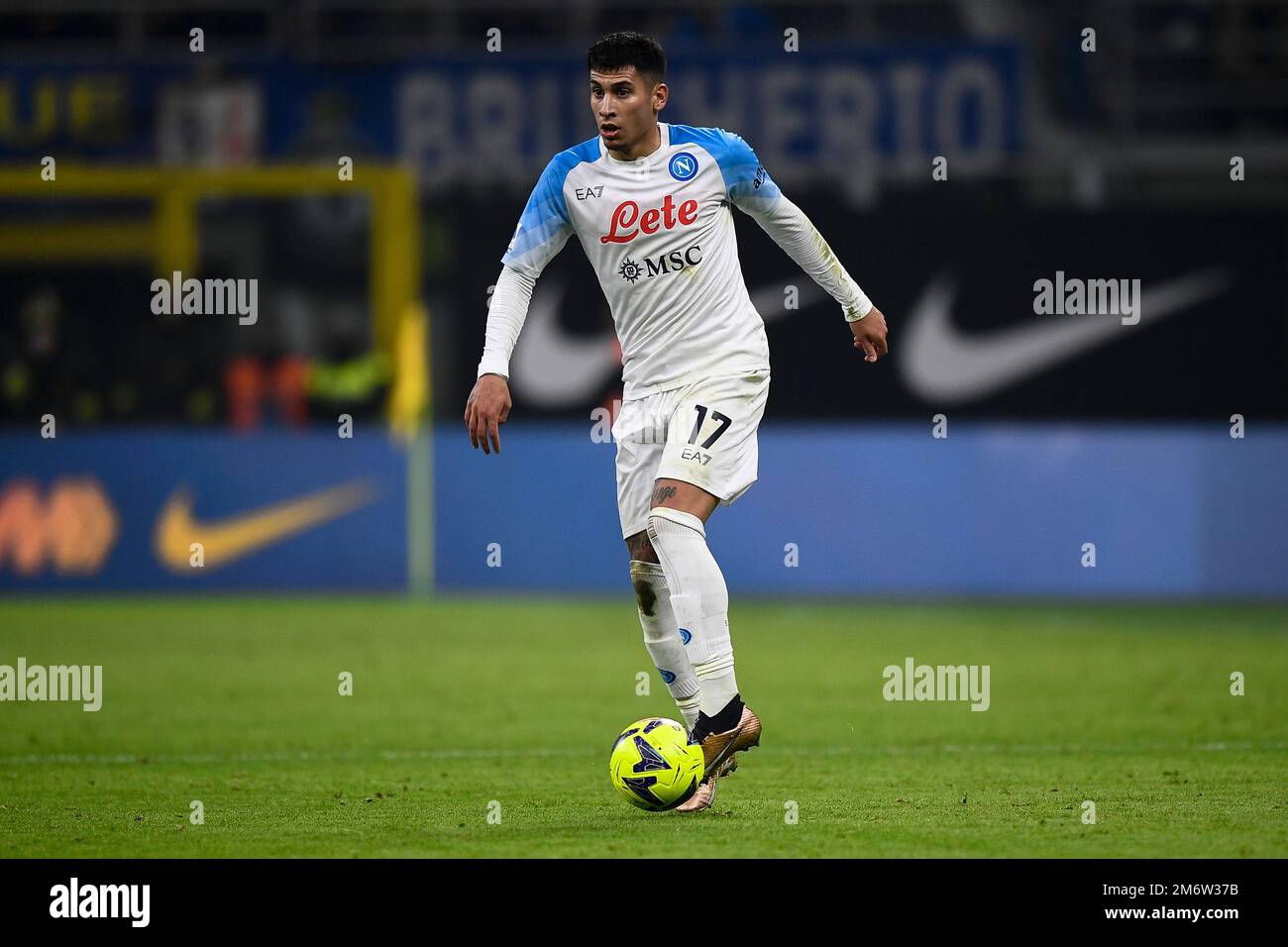 Milan, Italy. 04 January 2023. Mathias Olivera of SSC Napoli in action ...