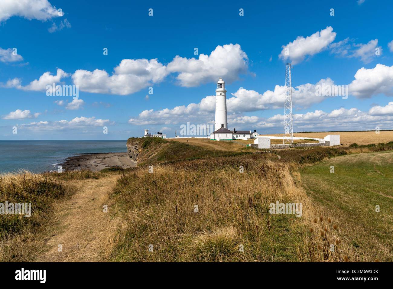 A view of the Nash Point Lighthouse and Monknash Coast in South Wales ...